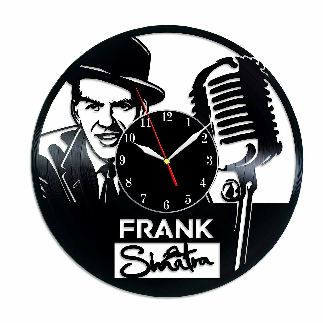 Часы из виниловой пластинки (c) VinylLab Frank Sinatra, диаметр 30 см