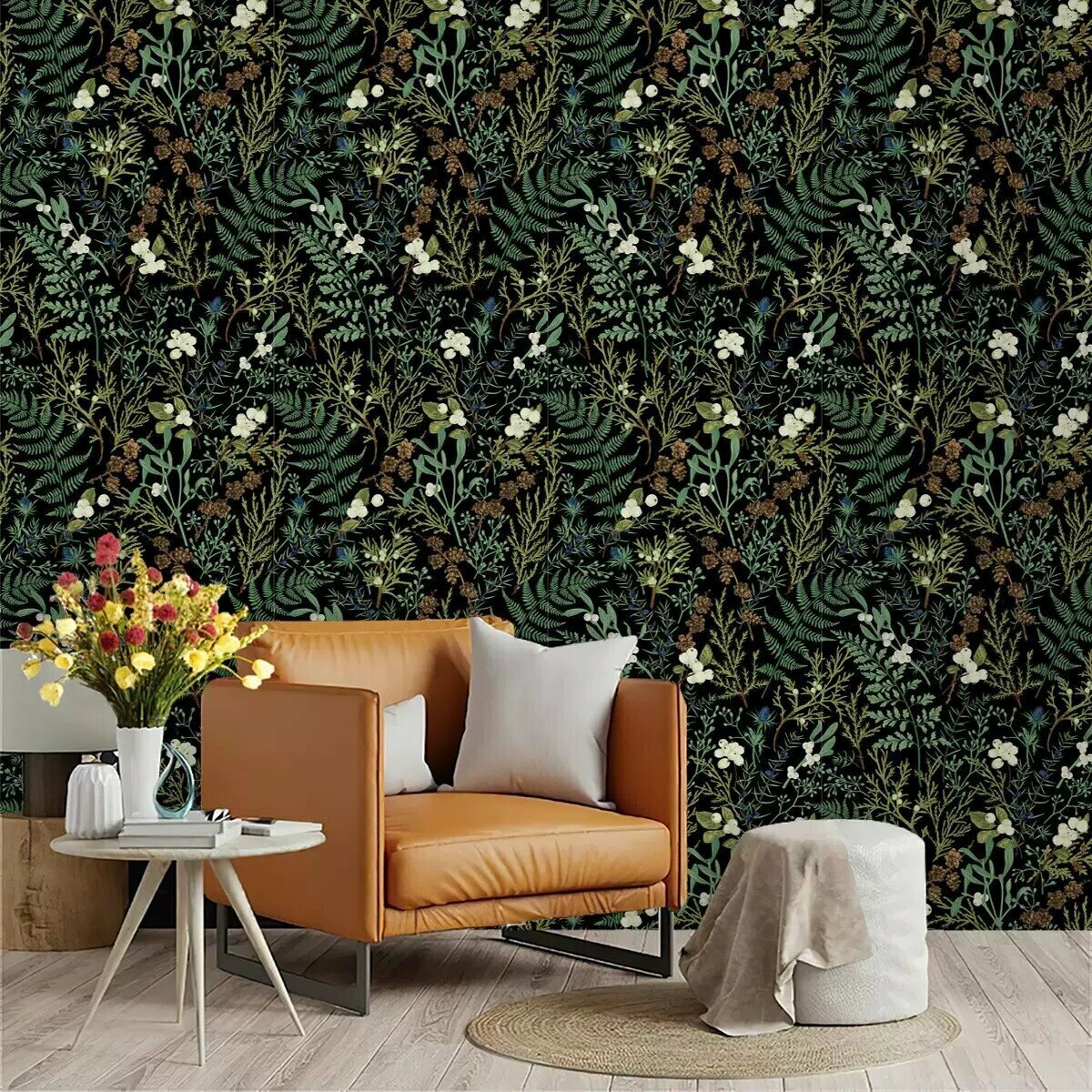 Виниловые Обои Brangdy Green Leaf, PVC, самоклеящиеся, 3 м x 45 см