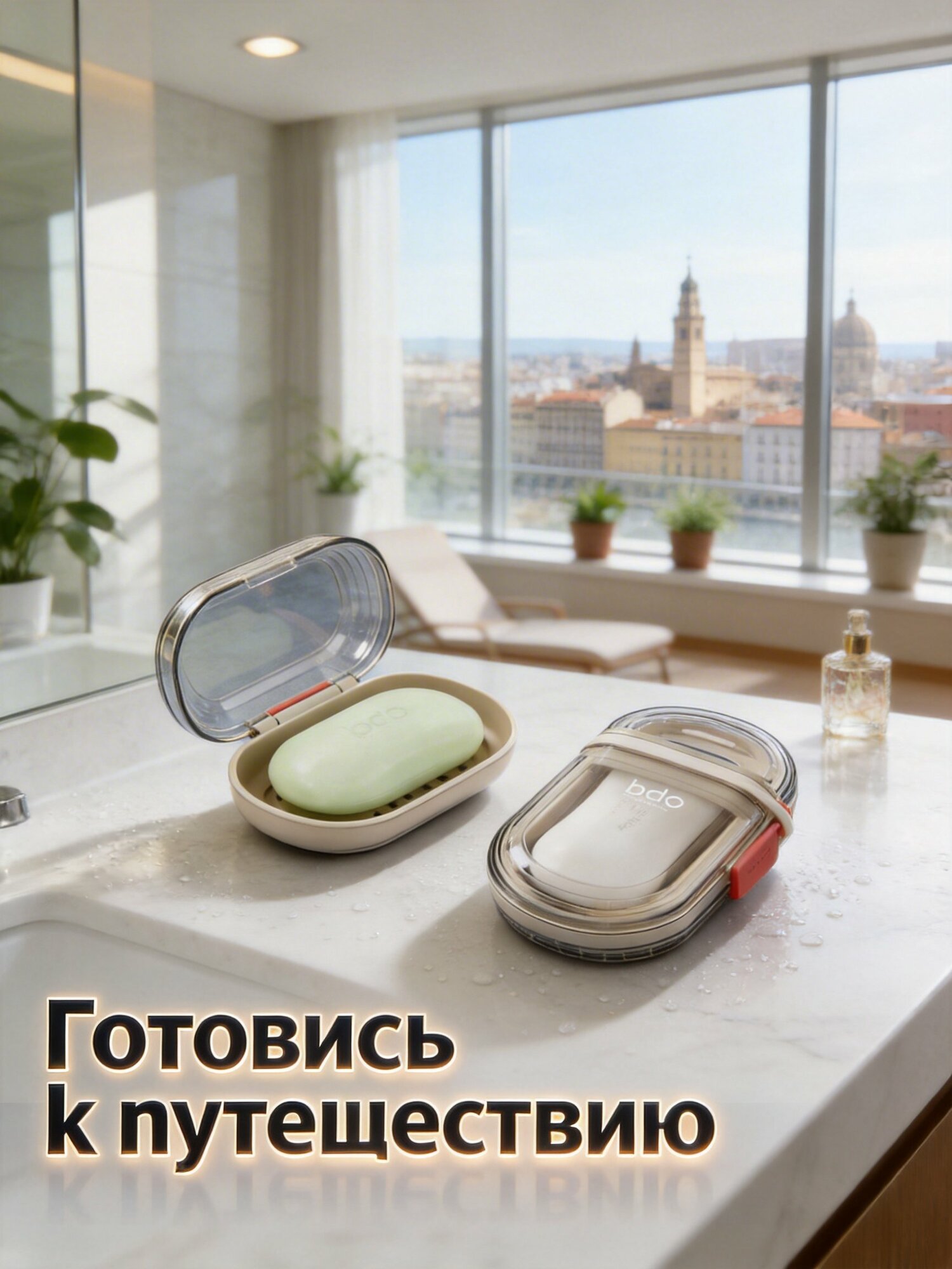 Дорожный набор для путешествий — туалетные аксессуары: флаконы, щётка для зубов и мыльница в водонепроницаемой сумке