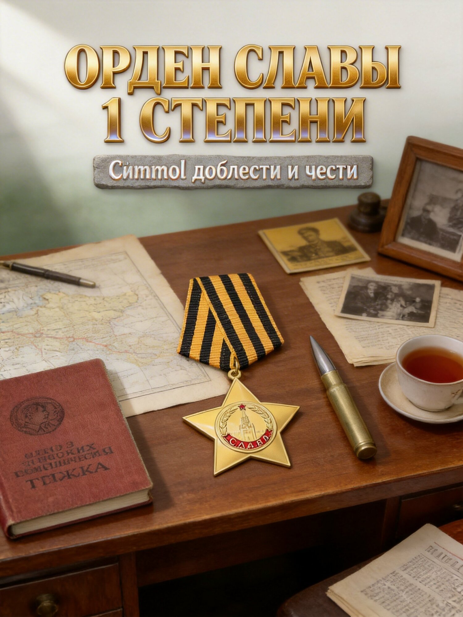 Орден Славы 1 степени СССР, сувенирная точная копия из металла с эмалью в точных размерах