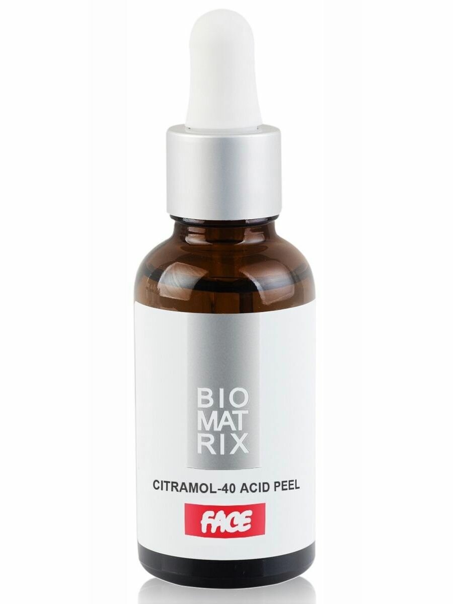 Biomatrix CITRAMOL-40 Пилинг кислотный 40% увлажняющий с молочной и лимонной кислотой Испания 30мл активное увлажнение и сияние кожи, очищение и сужение пор, от темных кругов под глазами