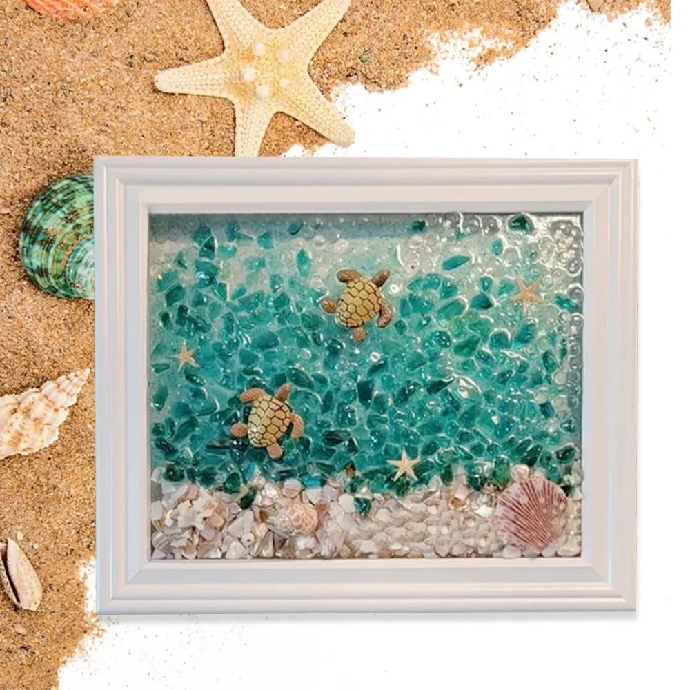 Набор для творчества Sea Glass Art: рамка 23 18 см, смола, ракушки, морское стекло