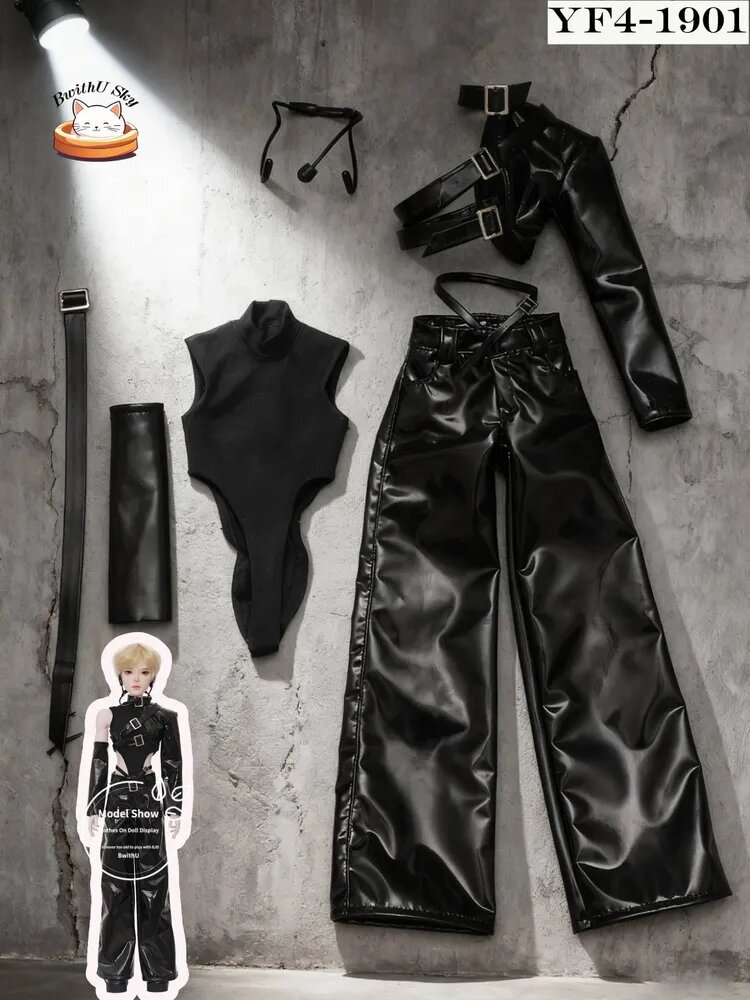 Обувь для BJD кукол 1/4 YF4-1901 черная из ситца, детализированные аксессуары