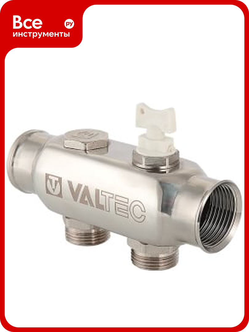 Коллектор из нержавеющей стали с межосевым расстоянием выходов 50мм, 1х 7 вых. 3/4 Евроконус Valtec VTc.505. SS.060507