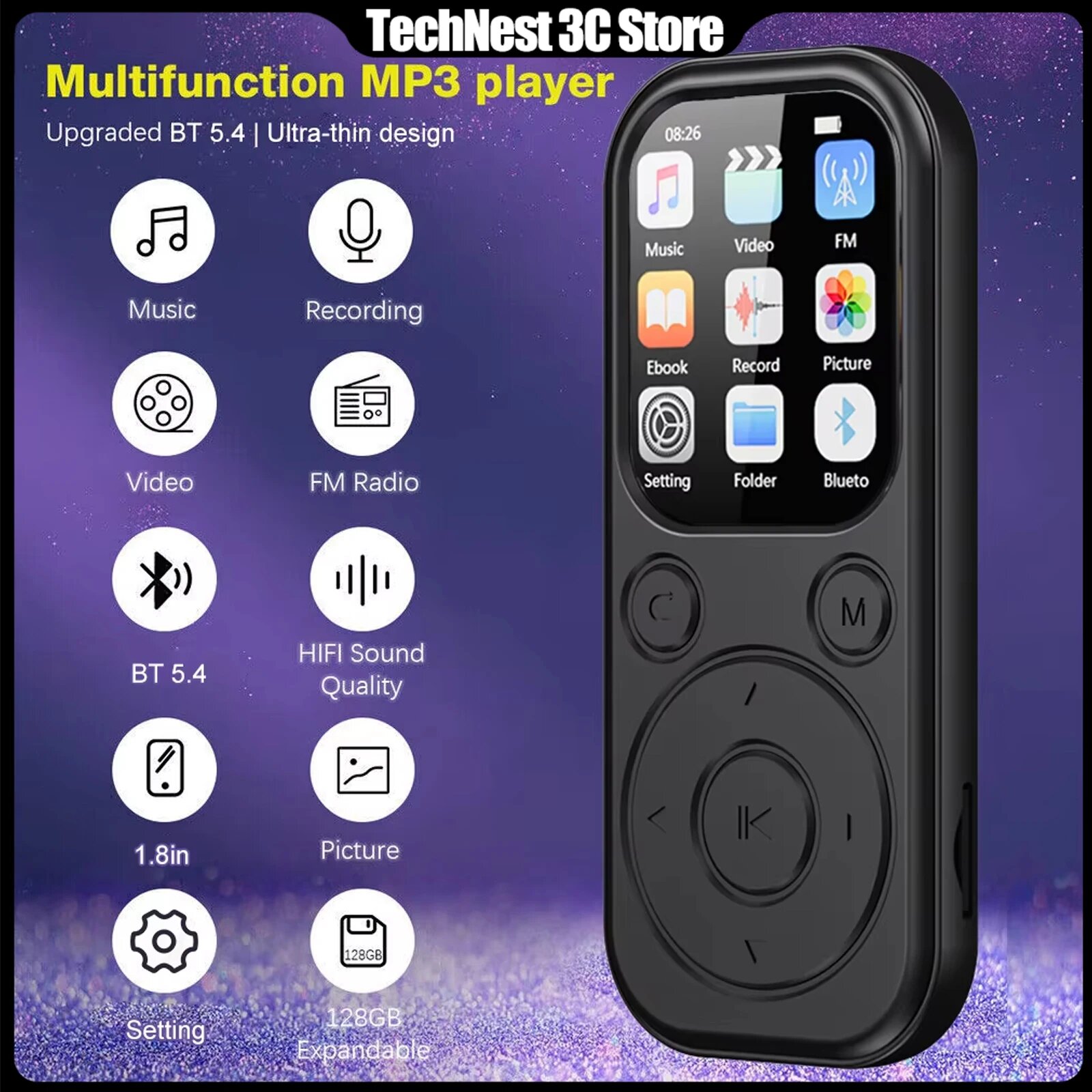 MP3-плеер H96 MAX Black, Bluetooth 5.4, без TF Card