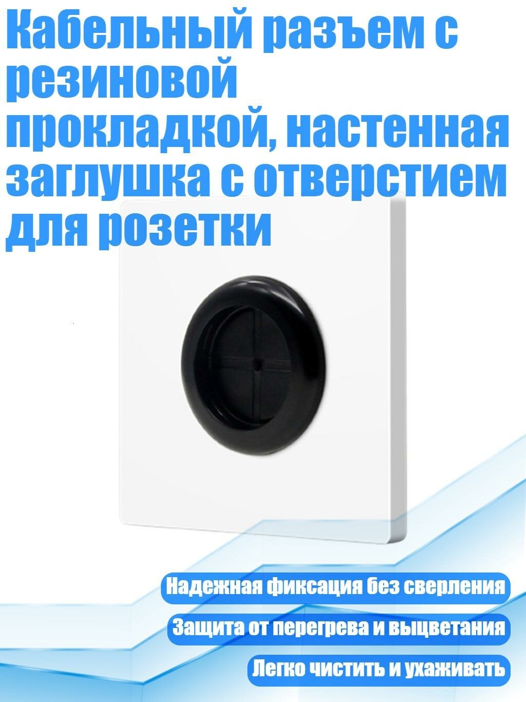 Кабельный разъем с резиновой прокладкой, настенная заглушка с отверстием для розетки, 1