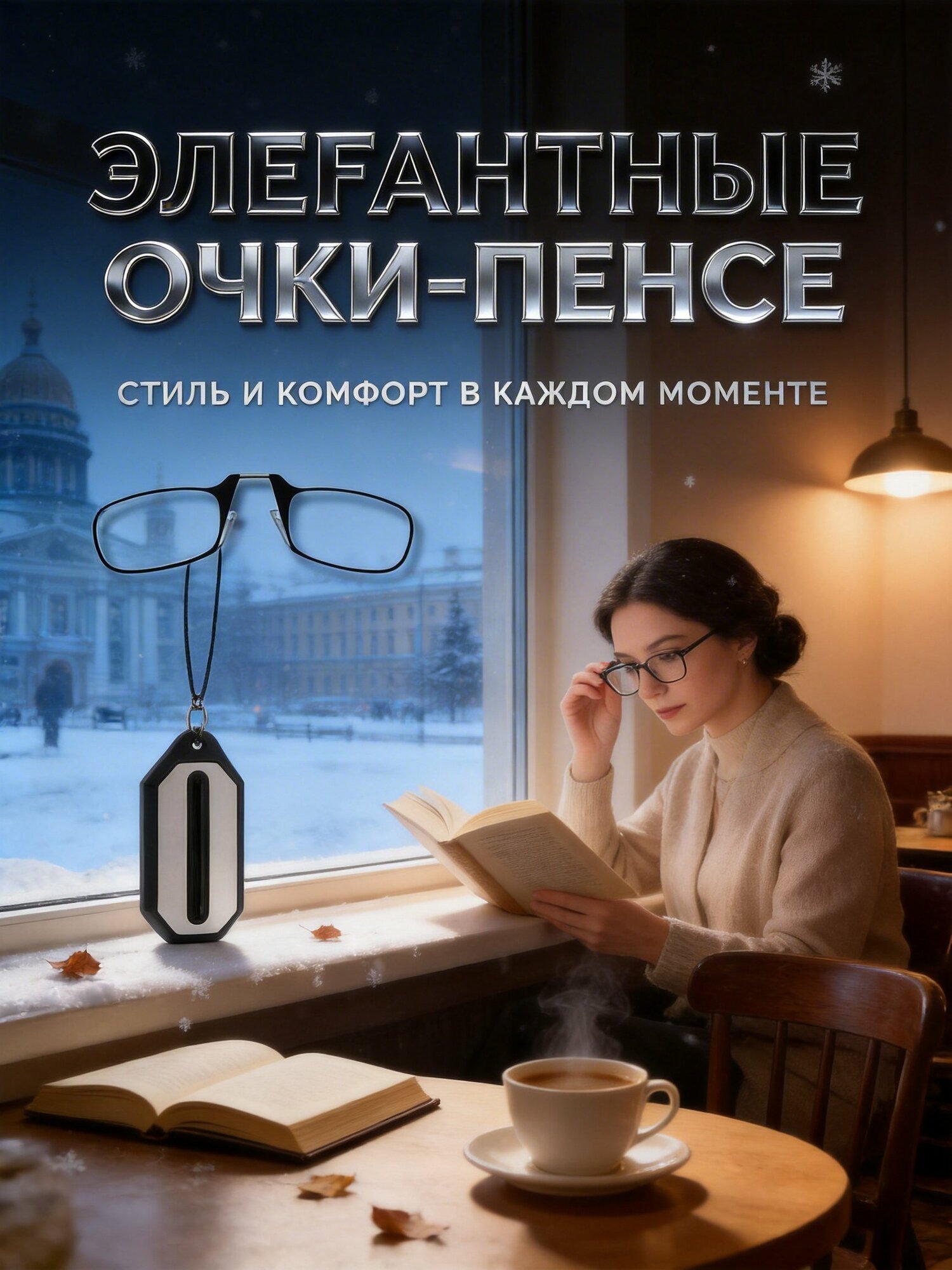 Супертонкие пенсне +1,5, очки для чтения, для чтения книг и газет