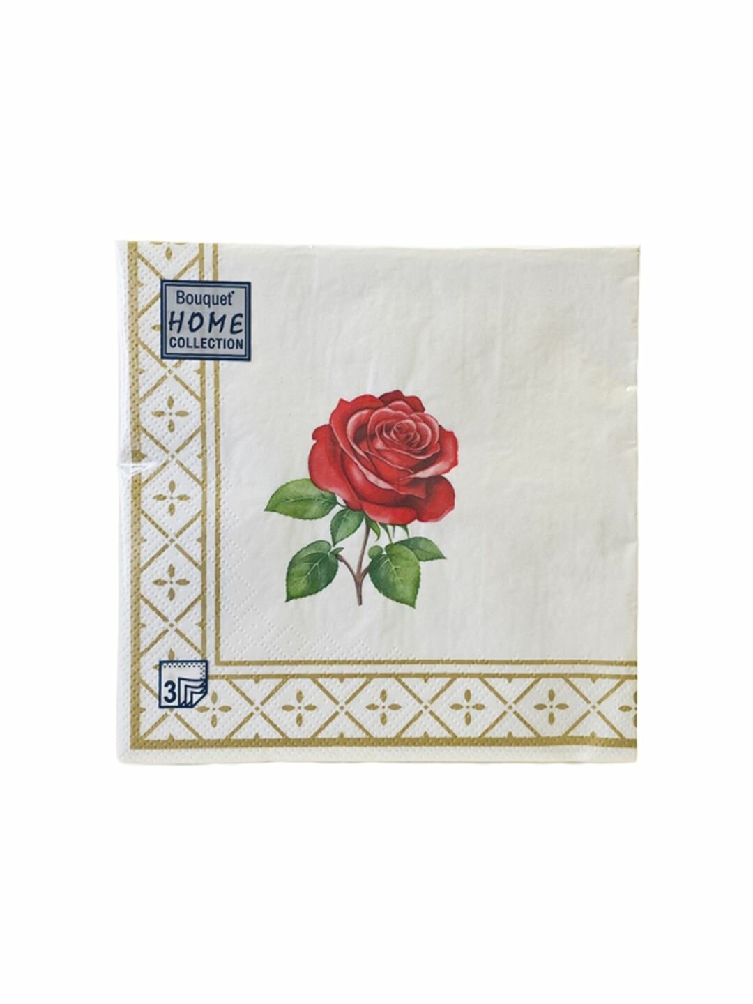 Салфетки бумажные трехслойные "Art Bouquet Home Collection" Романтическая роза, 33х33 см, в пачке 20 штук