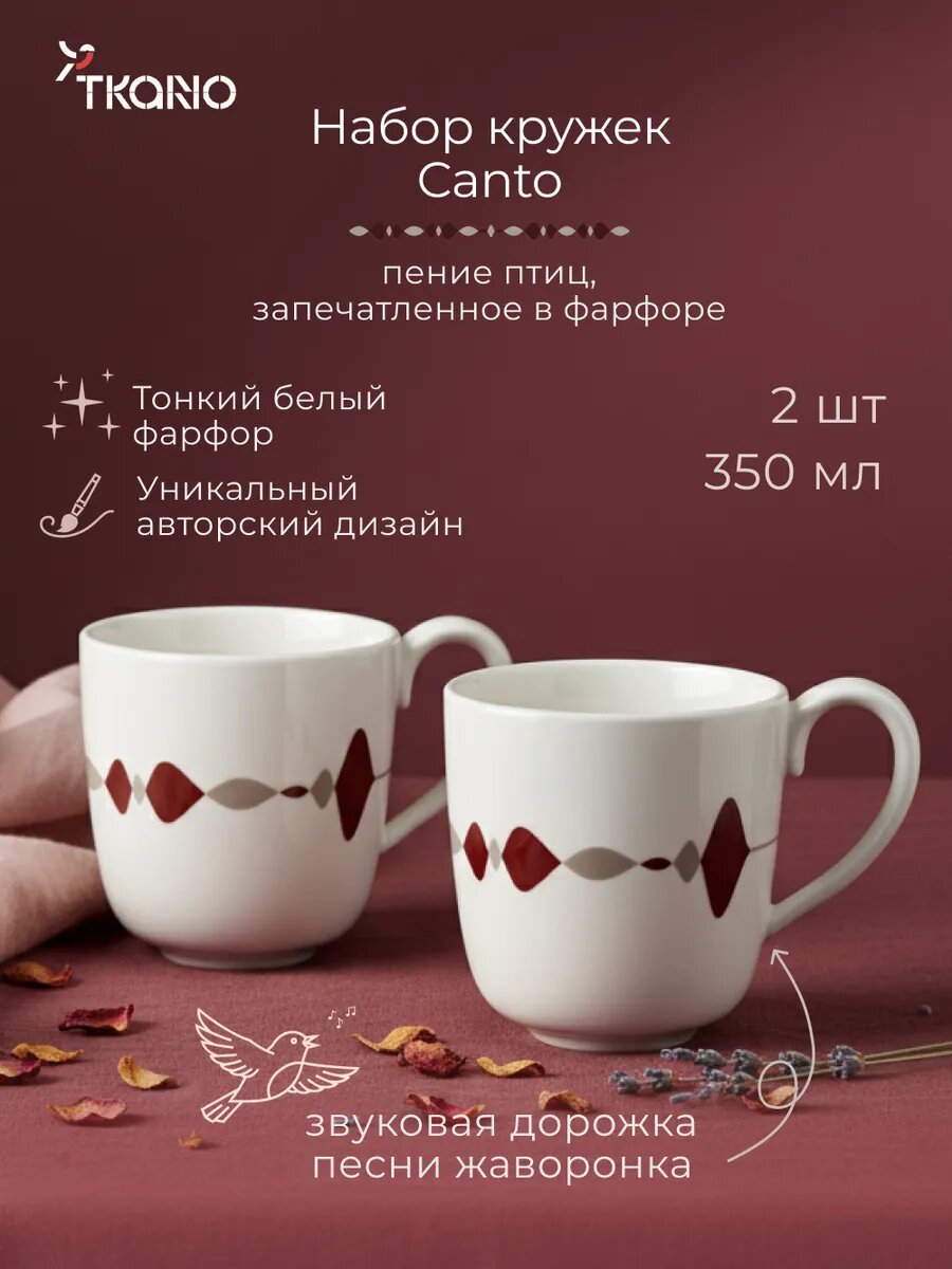 Набор из двух кружек для чая и кофе Canto 350мл Tkano TK26-TW_CU0001