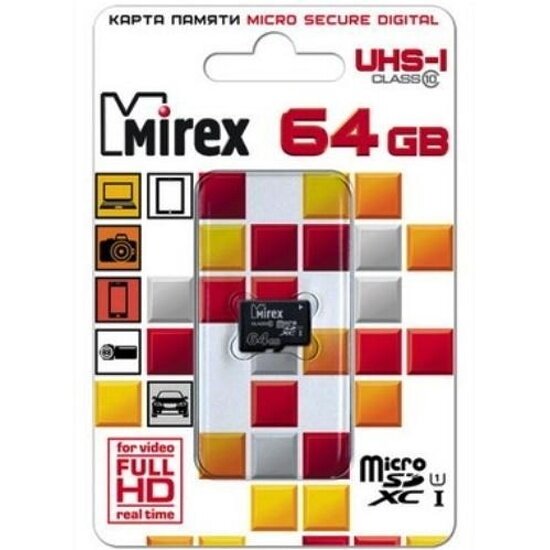 Карта памяти Mirex 64GB microSDХC UHS-I Class 10 (13612-MC10SD64)