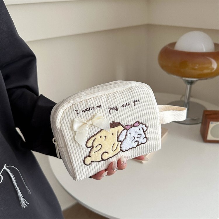 Сумочка для косметики Sanrio Kuromi, Белая, Компактная косметичка для женщин, 15 см, Карикатура