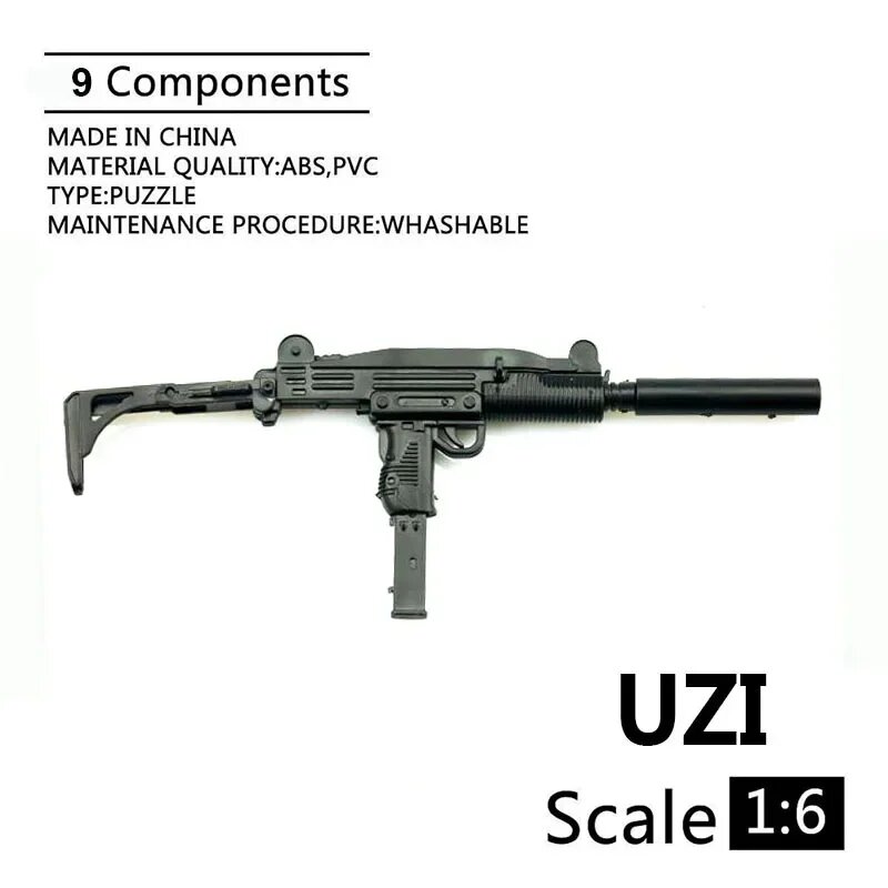 GRAPMAN 1/6 Пистолет-пулемёт UZI из пластика для 12" фигурок