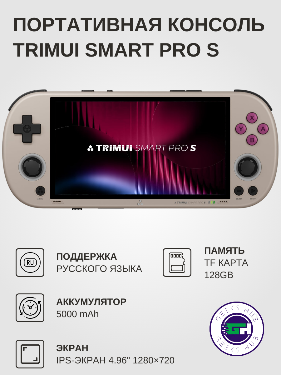 Портативная игровая приставка Trimui Smart Pro S, красная, 128 ГБ
