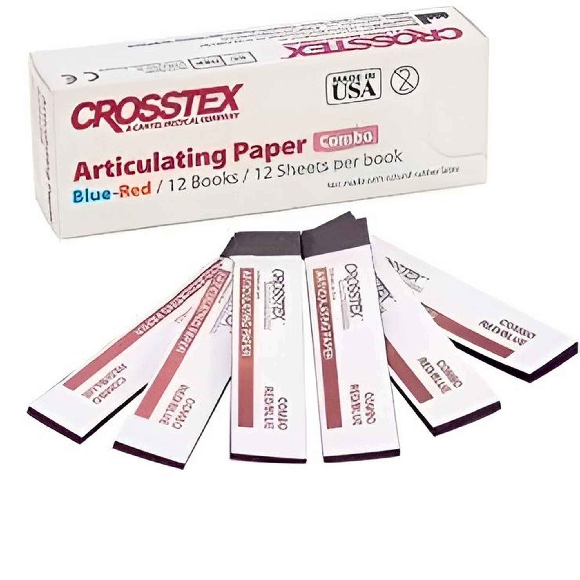 Копирка Crosstex COMBO красно-синяя, прямая артикуляционная бумага, 100 мкм, 144 л.