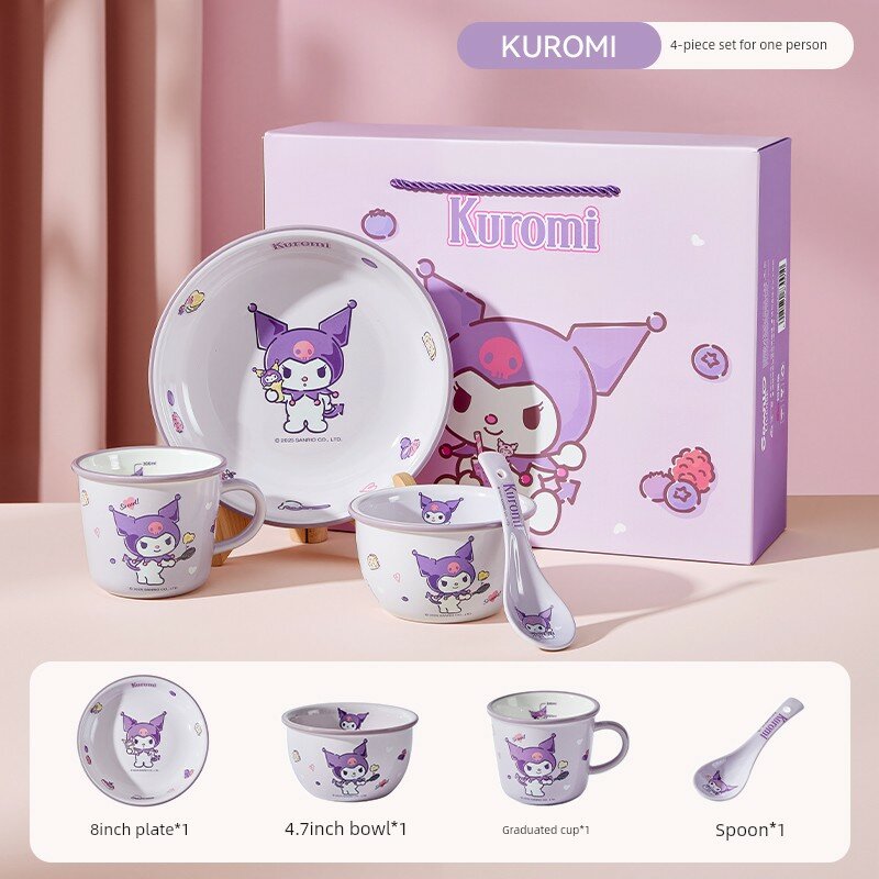 Набор керамических тарелок Sanrio с Куроми для личного питания, подарочная упаковка одноразовой посуды,