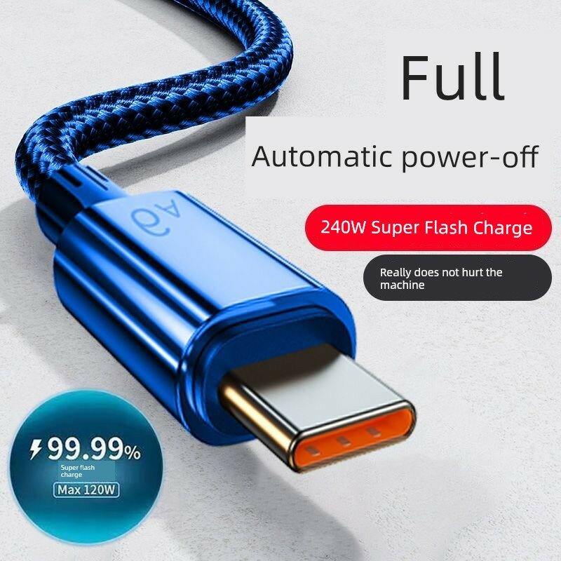 Кабель для быстрой зарядки 240W, кабель для передачи данных typec, подходит для Huawei Honor, Xiaomi VIOP,