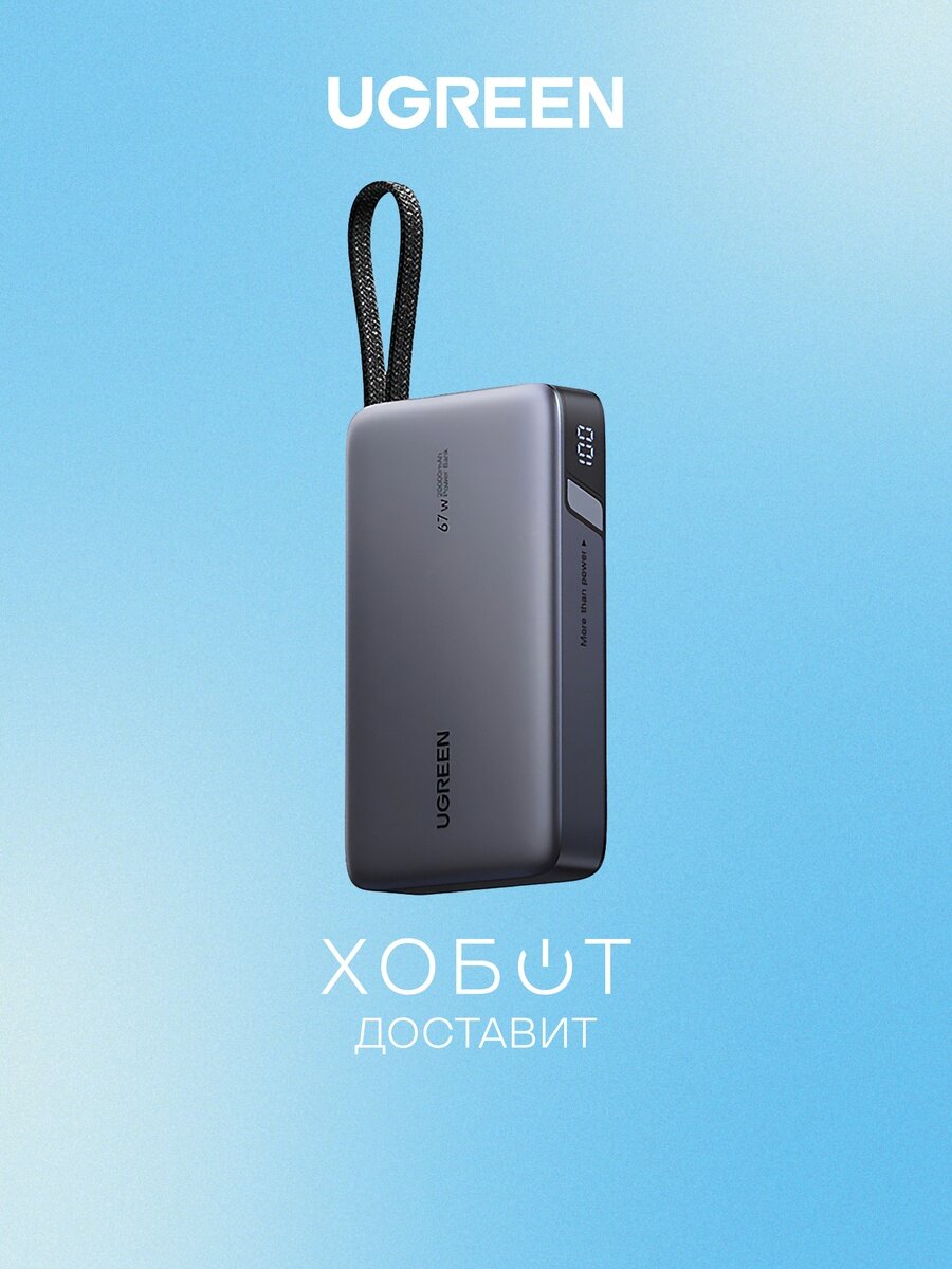 Внешний аккумулятор Ugreen PB550 20000 мАч (ССС) серый космос (85166B)