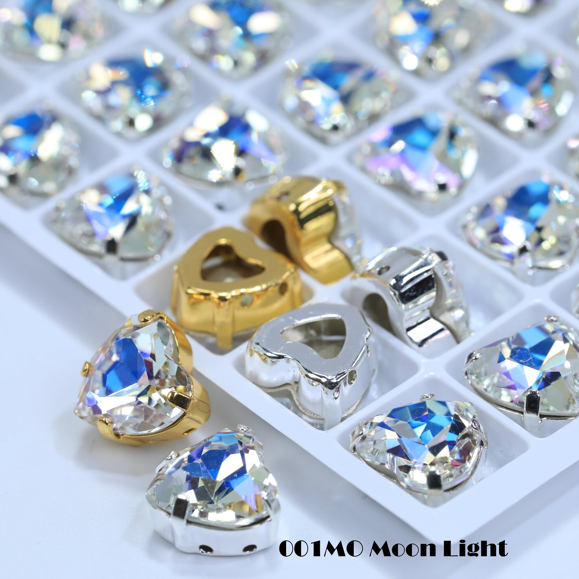Стразы сердце 18 мм, Silver Claw, 18 шт, 001MO Moon Light