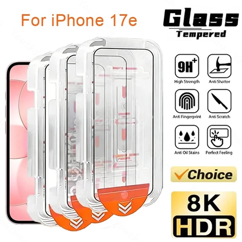 Олеофобное защитное стекло без пыли для iPhone 17e, простое в установке, закаленное стекло 1 Glass