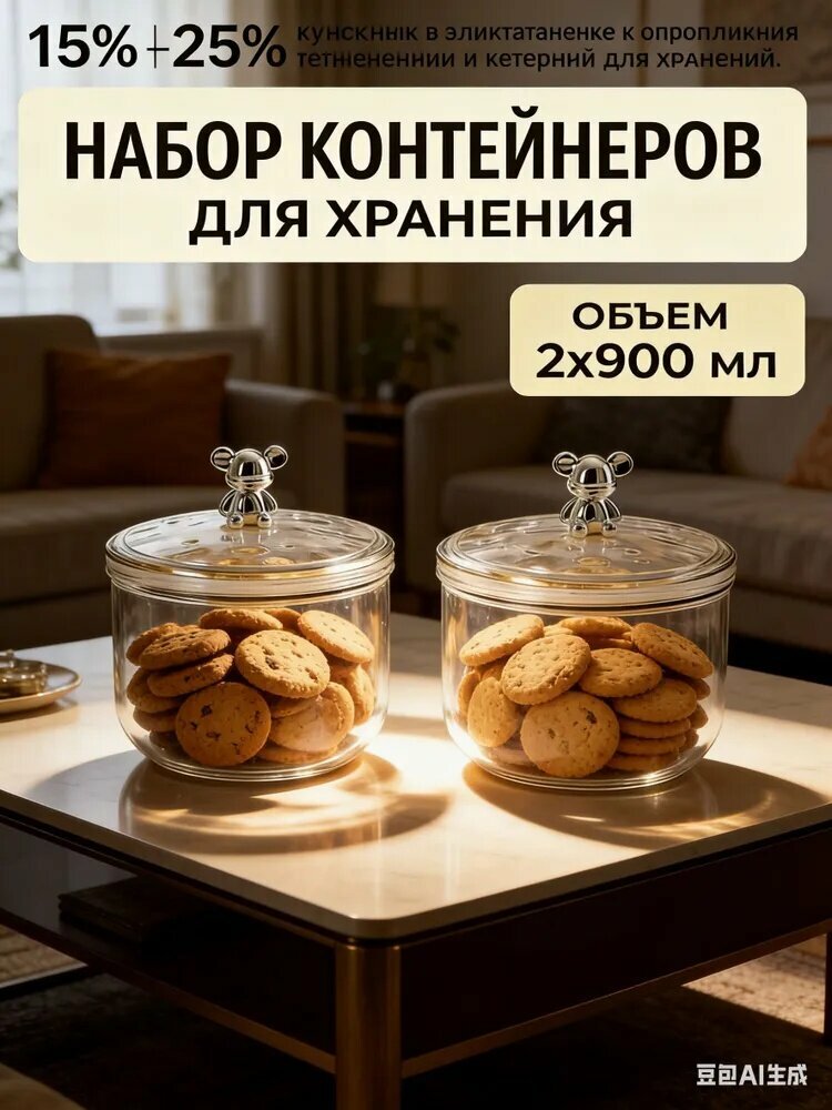 Банка для продуктов "ледник", 900 мл, 2 шт