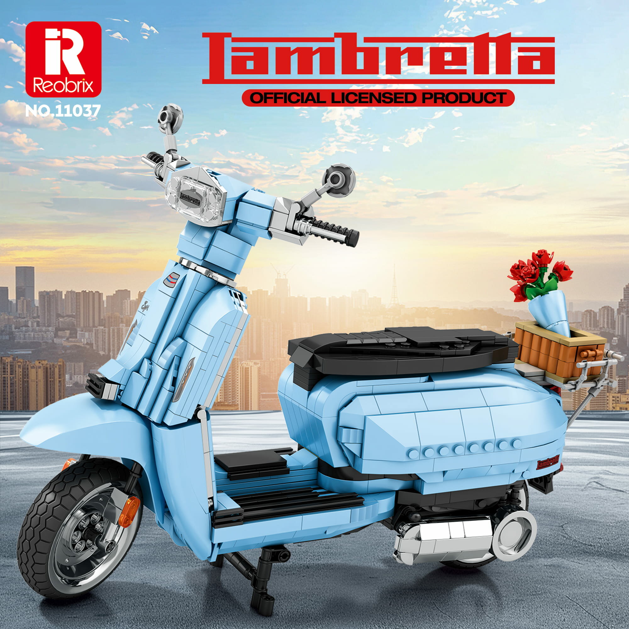 Конструктор Reobrix Lambretta V200 Special - Ретро-скутер Ламбретта V200, 1169 эл. - 11037