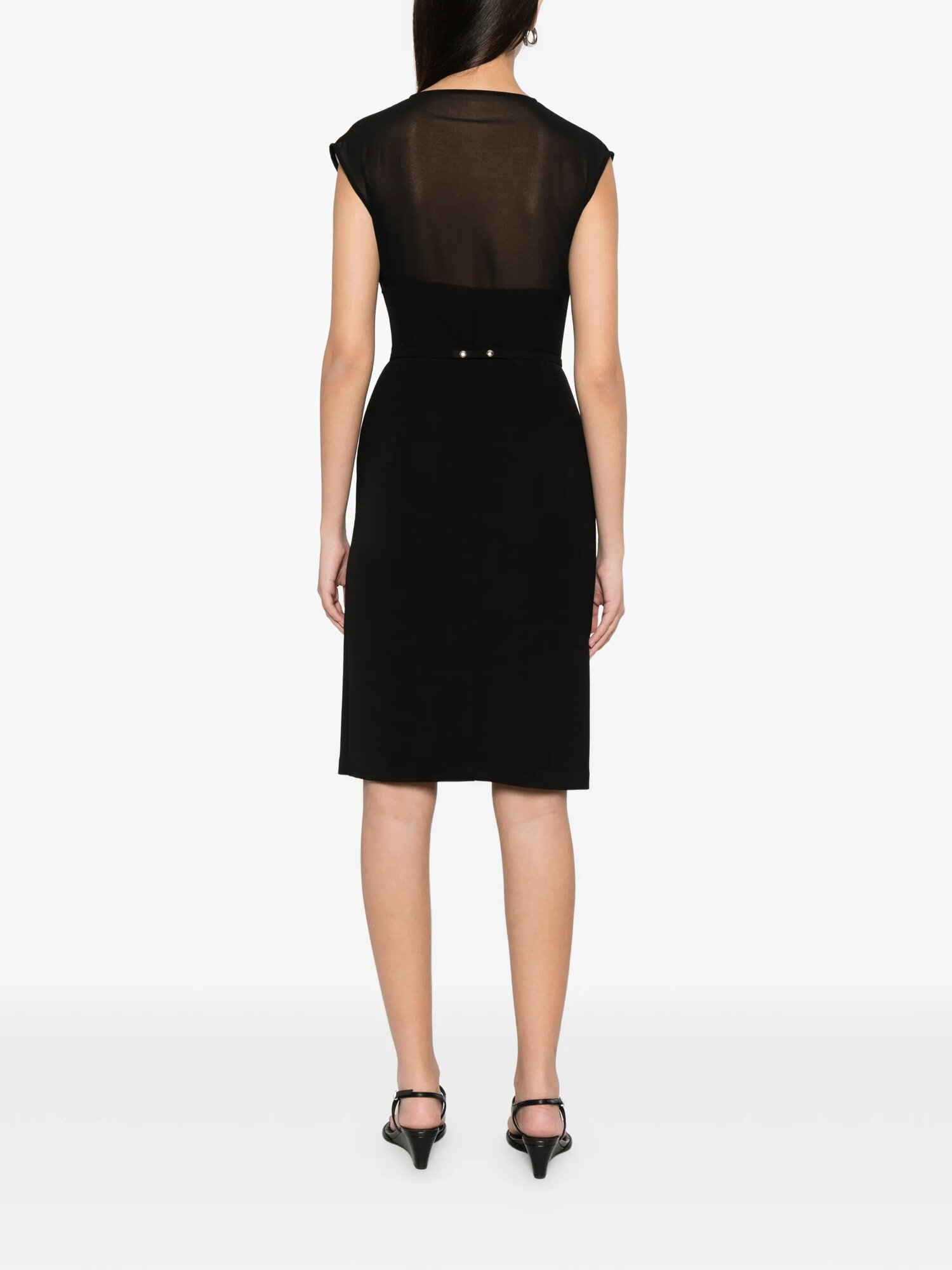 Платье Simona Corsellini Sheer-panel belted mini dress, размер 38, black/black — фото 1
