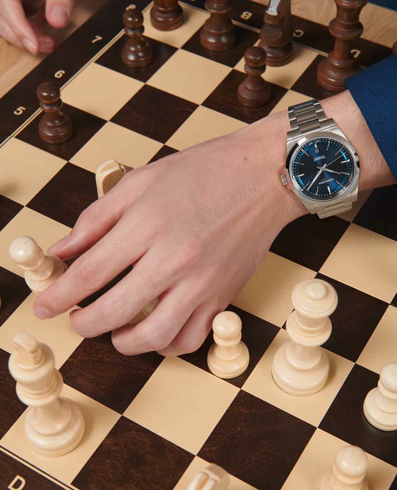 Наручные часы LONGINES, серебристый/синий — фото 1