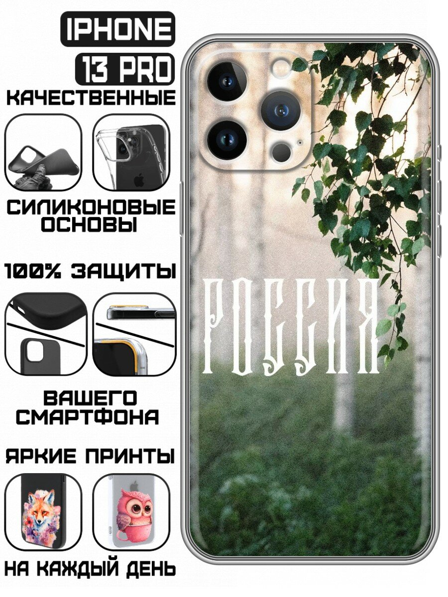 Чехол для Iphone 13 Pro с принтом Березы России (Айфон 13 Про)