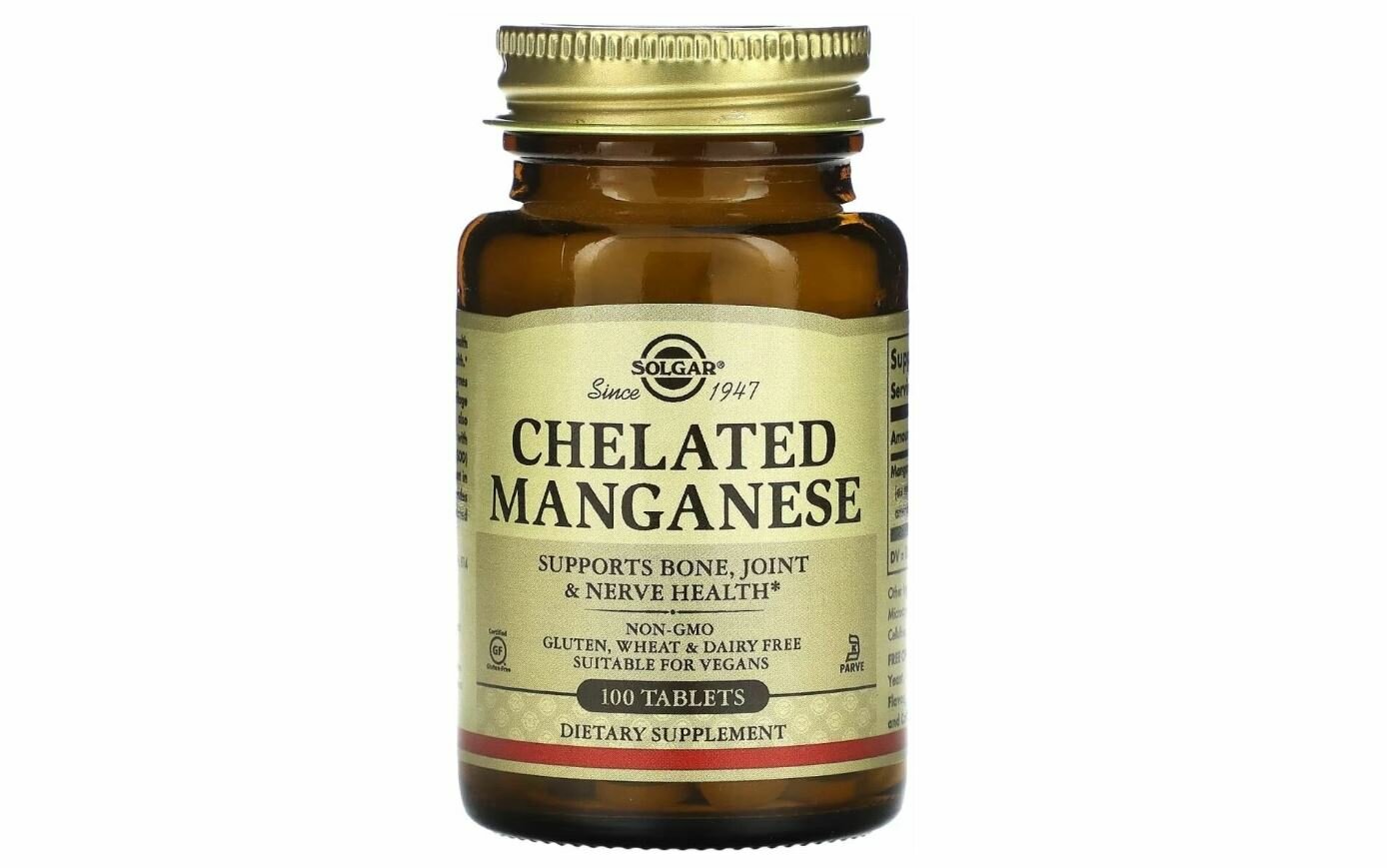 Solgar, Chelated Manganese, Хелатный марганец, 8 мг, 100 таблеток