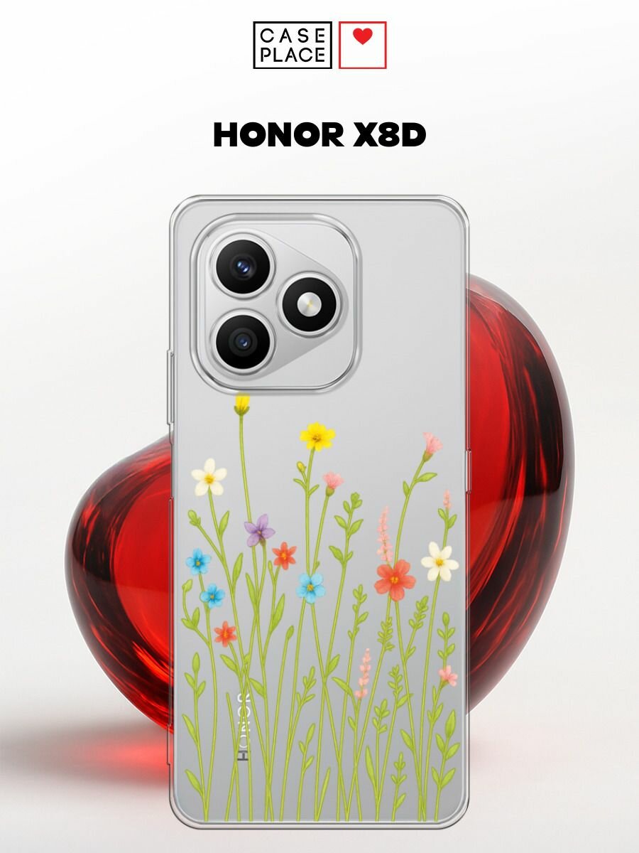 Чехол на Honor X8d / Хонор X8d с принтом Высокие маленькие цветы
