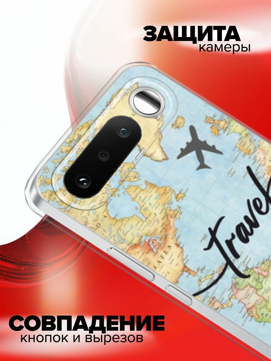 Силиконовый чехол на Realme 16 / Реалми 16 с принтом Карта мира Travel — фото 1