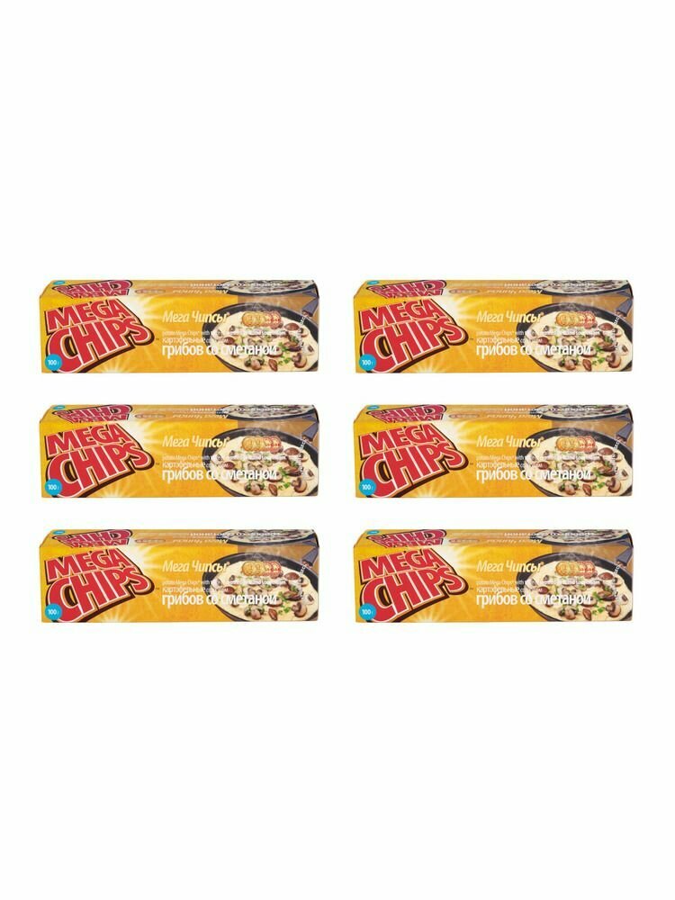 Mega Chips Чипсы-пластины картофельные с грибами и сметаной, 100 г, 6 шт