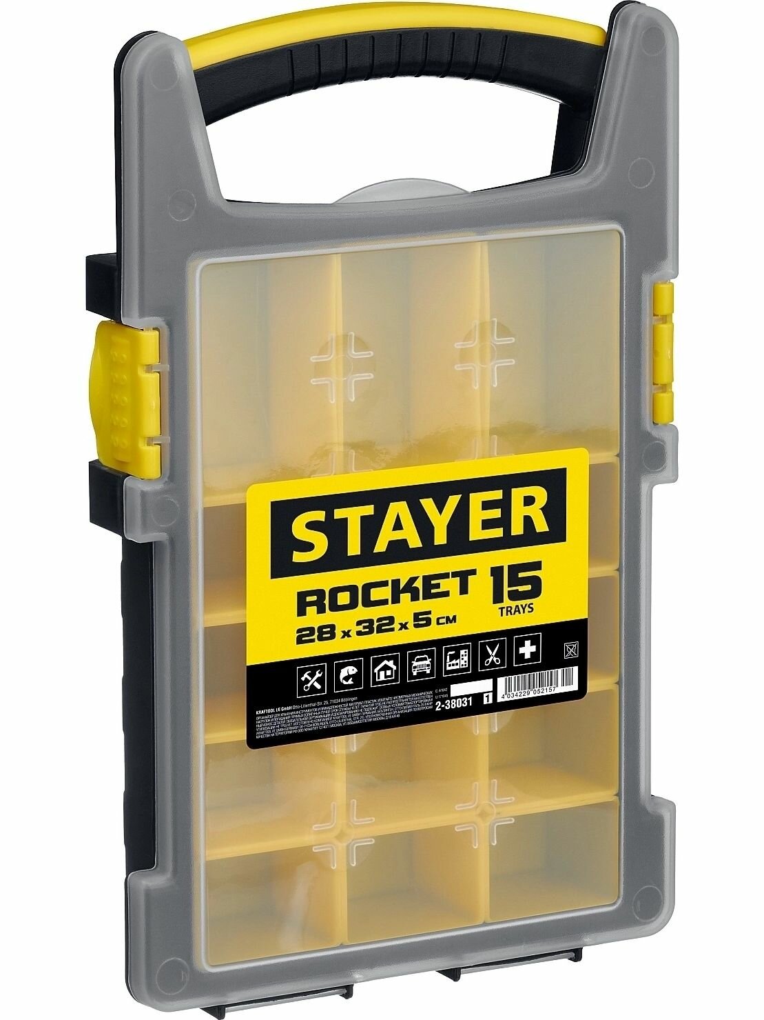 Пластиковый органайзер с 15 съемными лотками STAYER ROCKET-15, 280 x 320 x 50 мм, (11 )