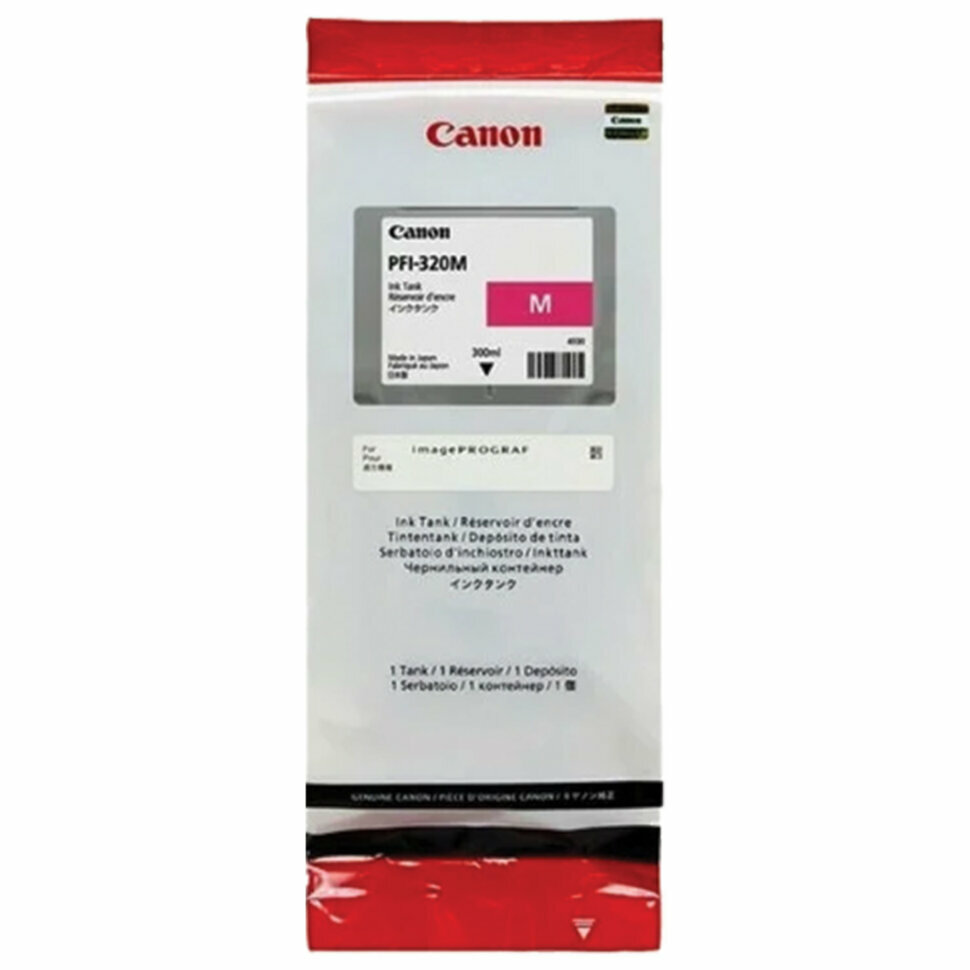Картридж струйный CANON (PFI-320M) для imagePROGRAF TM-200/205/300/305, пурпурный, 300 мл, оригинальный, 2892C001, 363500