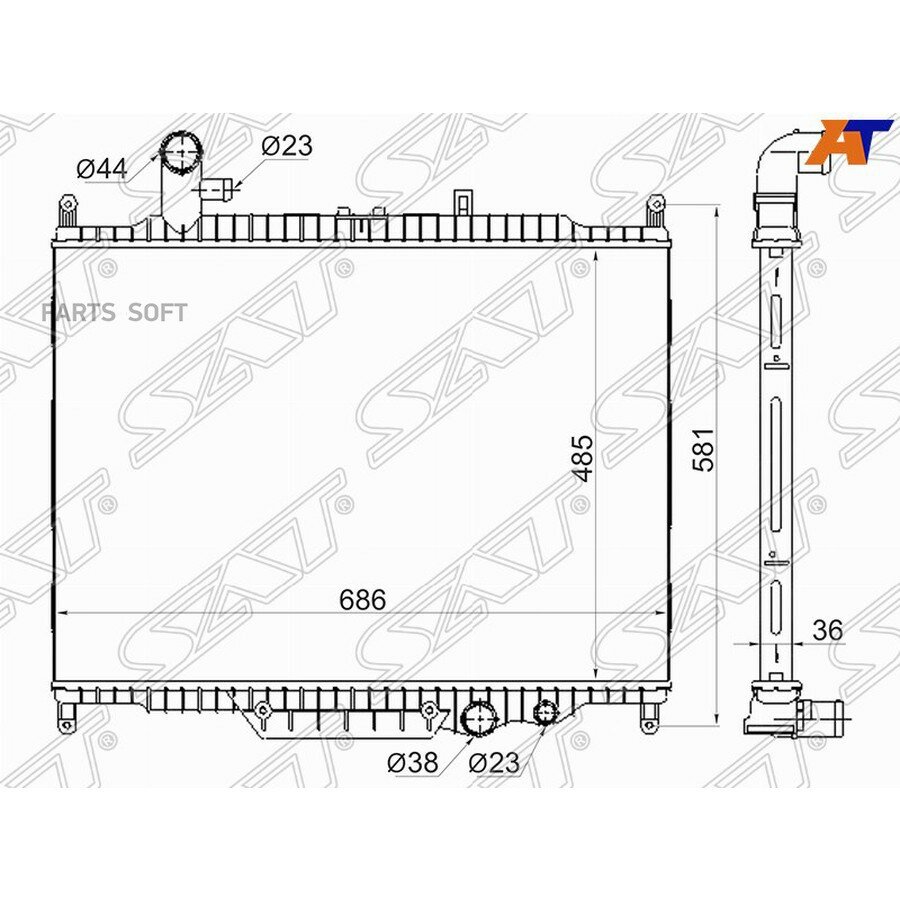Радиатор Land Rover Discovery 09-17 от официального дистрибьютора, SAT, артикул LR000530D