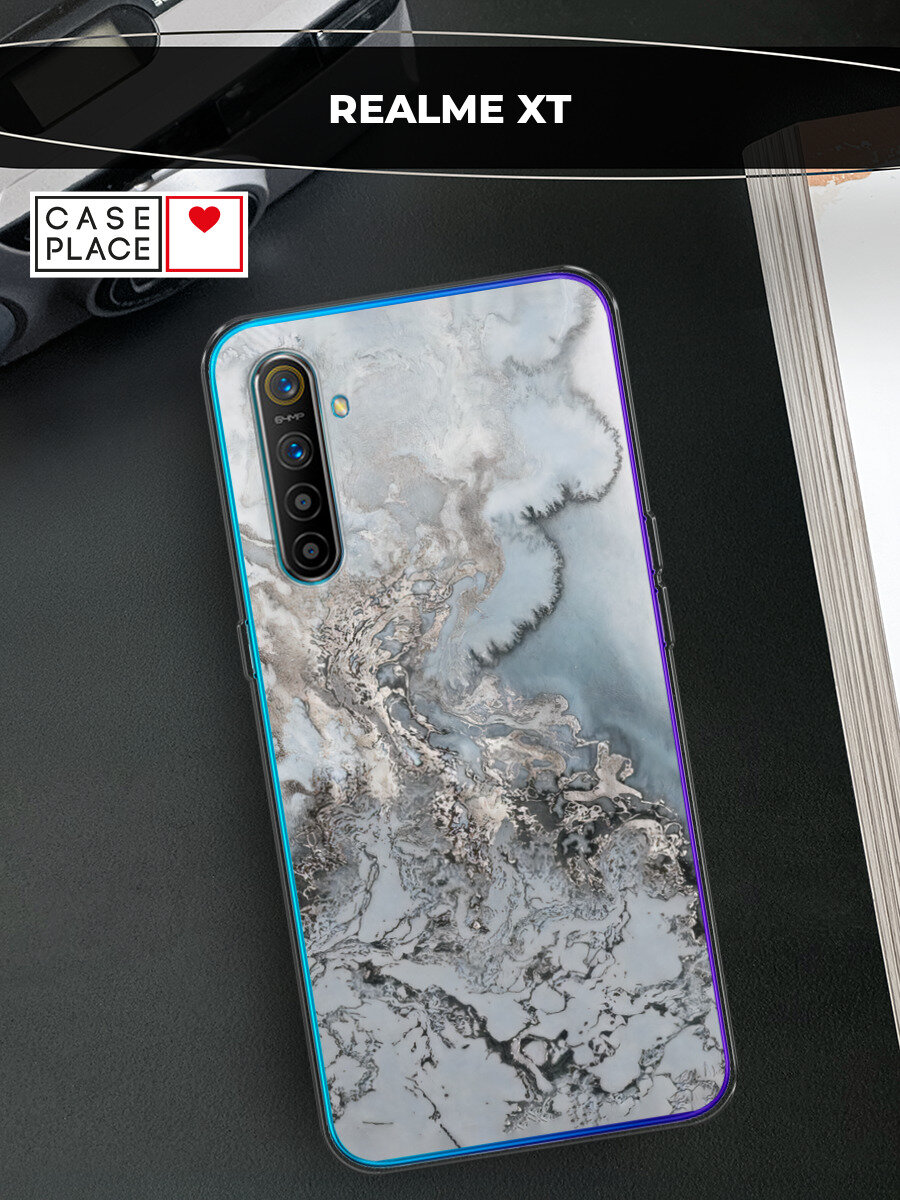 Чехол на Realme XT / Реалми XT с принтом Морозная лавина серая