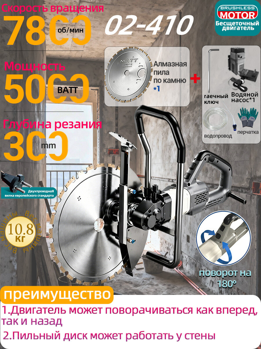 Мощная машина для нарезания канавок, не требующая регулировки бесщеточная дисковая бензопила для резки бетона, предназначенная для резки и обработки бетонных стен.