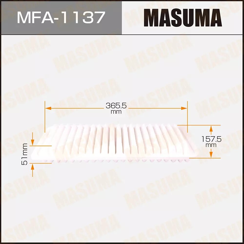 Фильтр воздушный Высота, H: 51 мм/Длина, W: 365.5 мм Masuma, MFA-1137