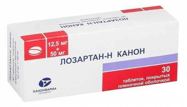 Лозартан-Н Канон, таблетки покрыт. плен. об. 12.5 мг+50 мг, 30 шт.