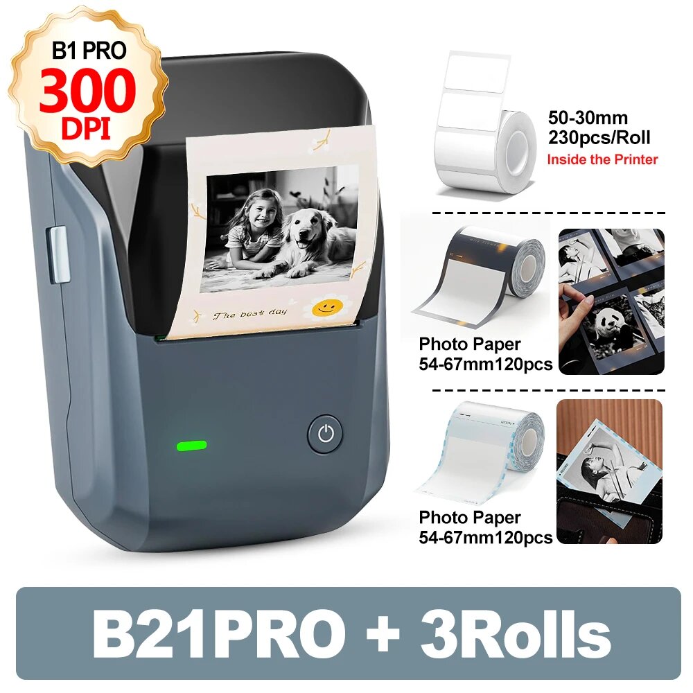 B1 Pro принтер для фотопечати DarkBlue-3Rolls