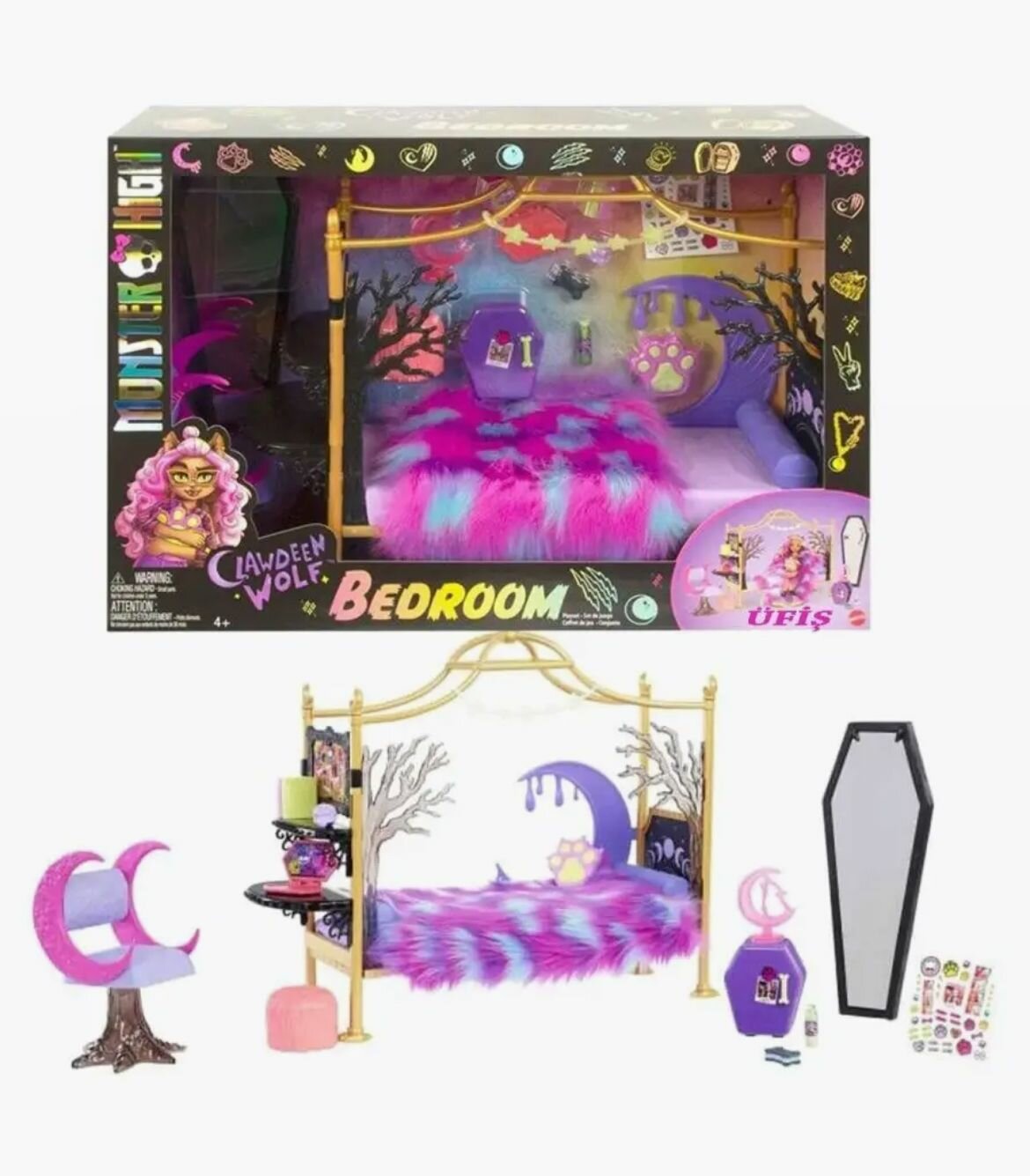 Мебель для кукол Mattel Monster High - Спальня Клодин Вульф, комплект с мебелью - Монстр Хай HHK64