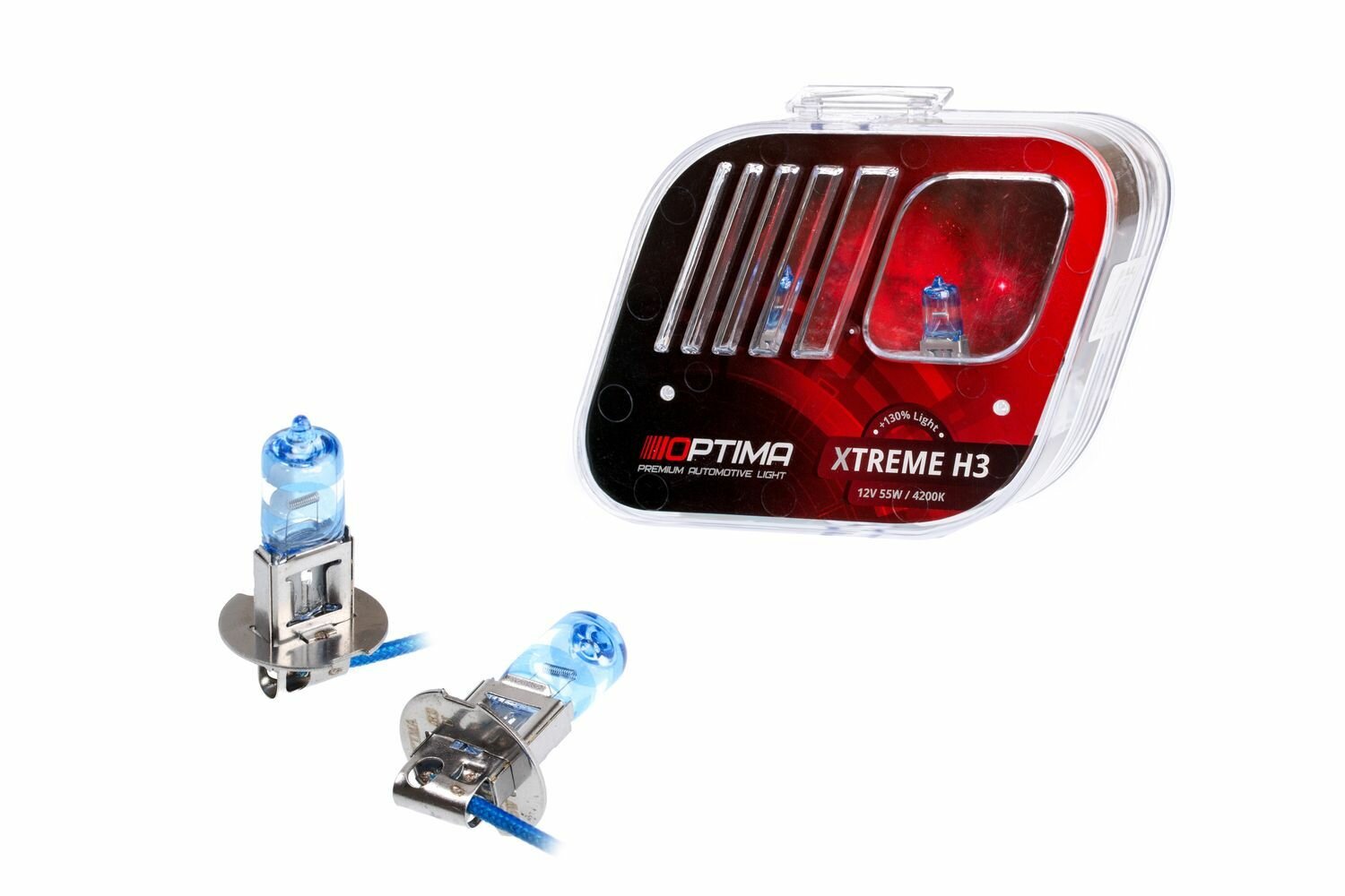 Галогенные лампы Optima Xtreme H3 +130% light 4200K, 12V, 55W, комплект - 2 лампы