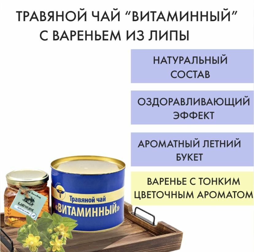 Листовой чай Витаминный с вареньем из липы - подарочный набор Благоедов