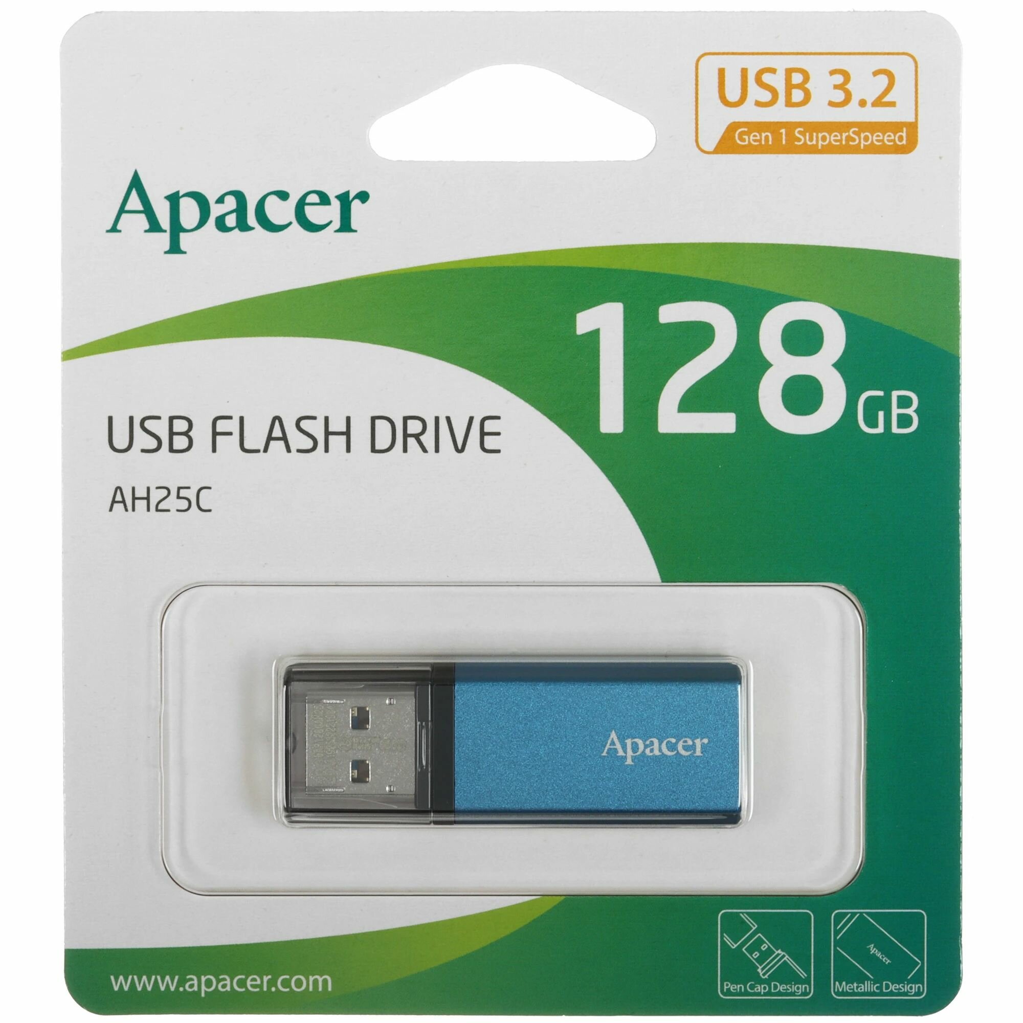 Память USB Flash 128 ГБ APACER AH25C (AP128GAH25CU-1) - USB3.2, USB Type-A