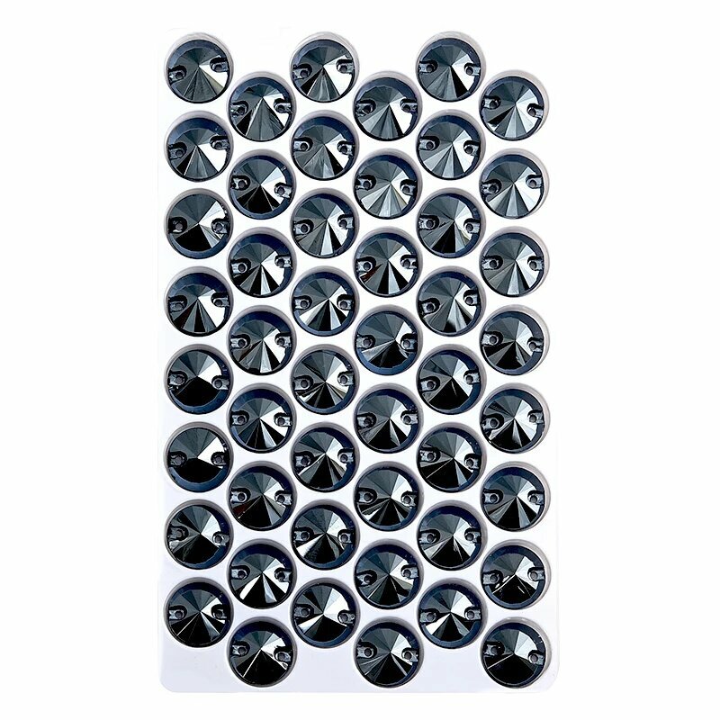 BOBOHOO Rivoli стеклянные стразы для рукоделия 12mm--40pcs, P69 Jet Black Shine