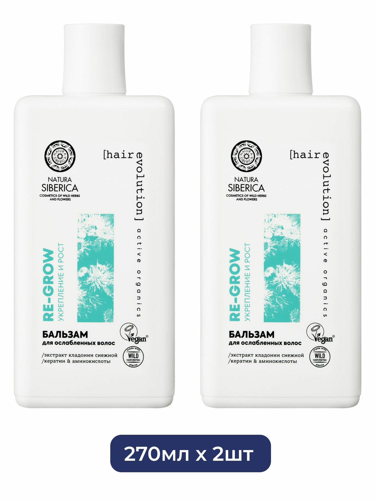 Бальзам для ослабленных волос Natura Siberica Hair Evolution RE-GROW. Укрепление и рост волос, 270 мл х 2шт.