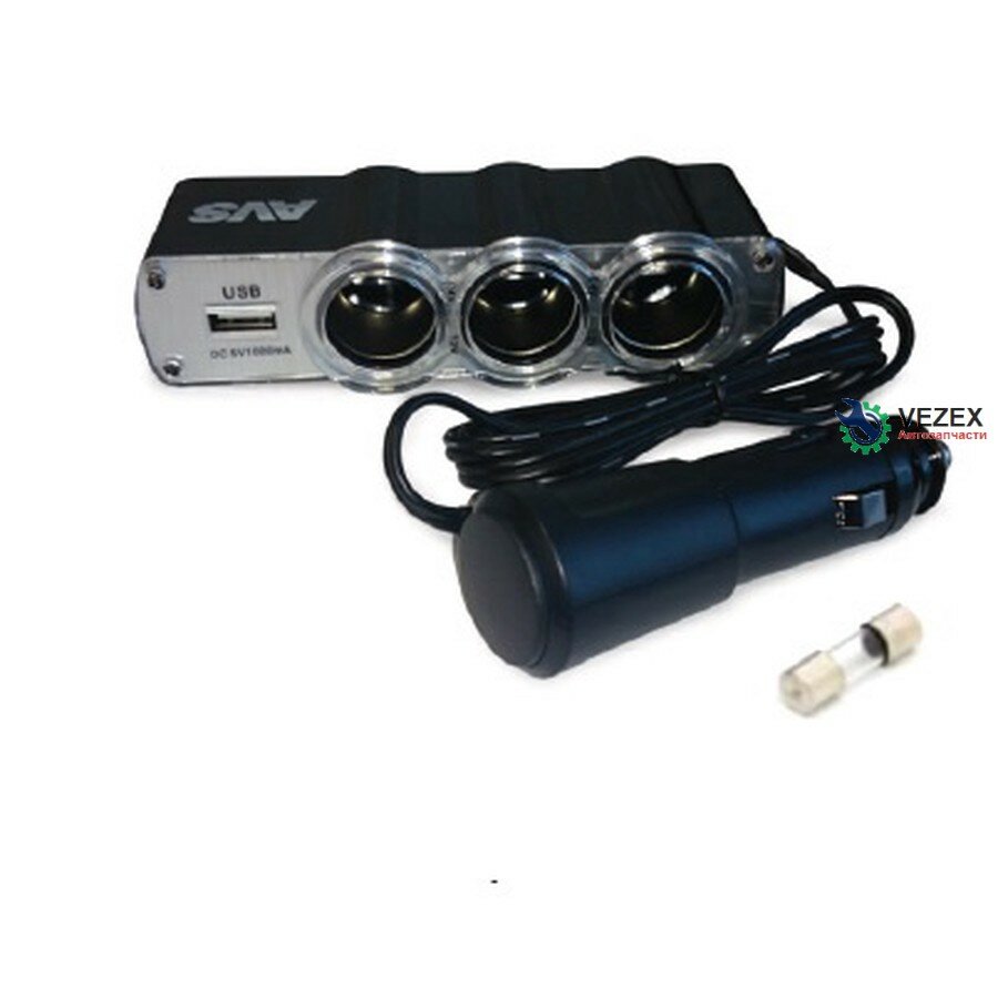 AVS 43267 разветвитель прикуривателя! 12/24V, на 3 выхода + 1 USB\