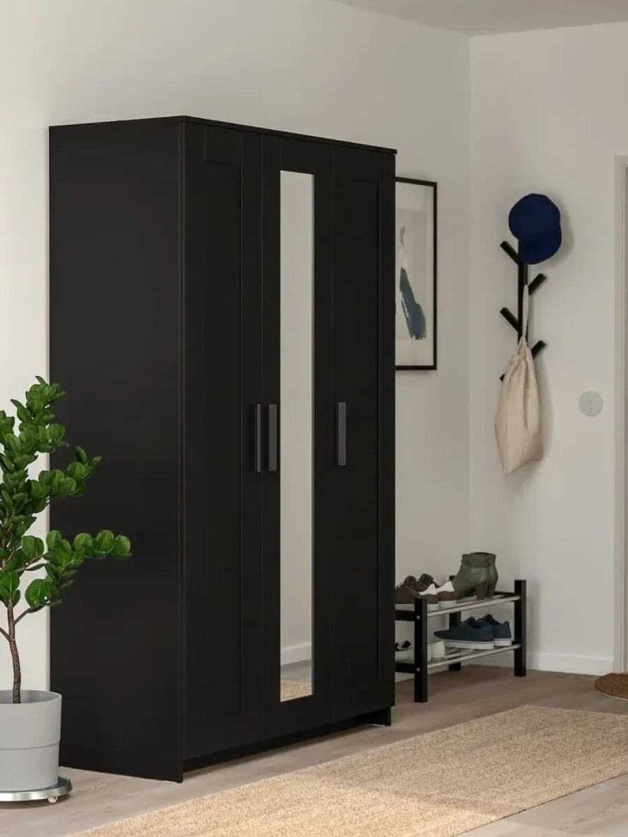 Шкаф платяной, IKEA BRIMNES, 117x50х190, черный