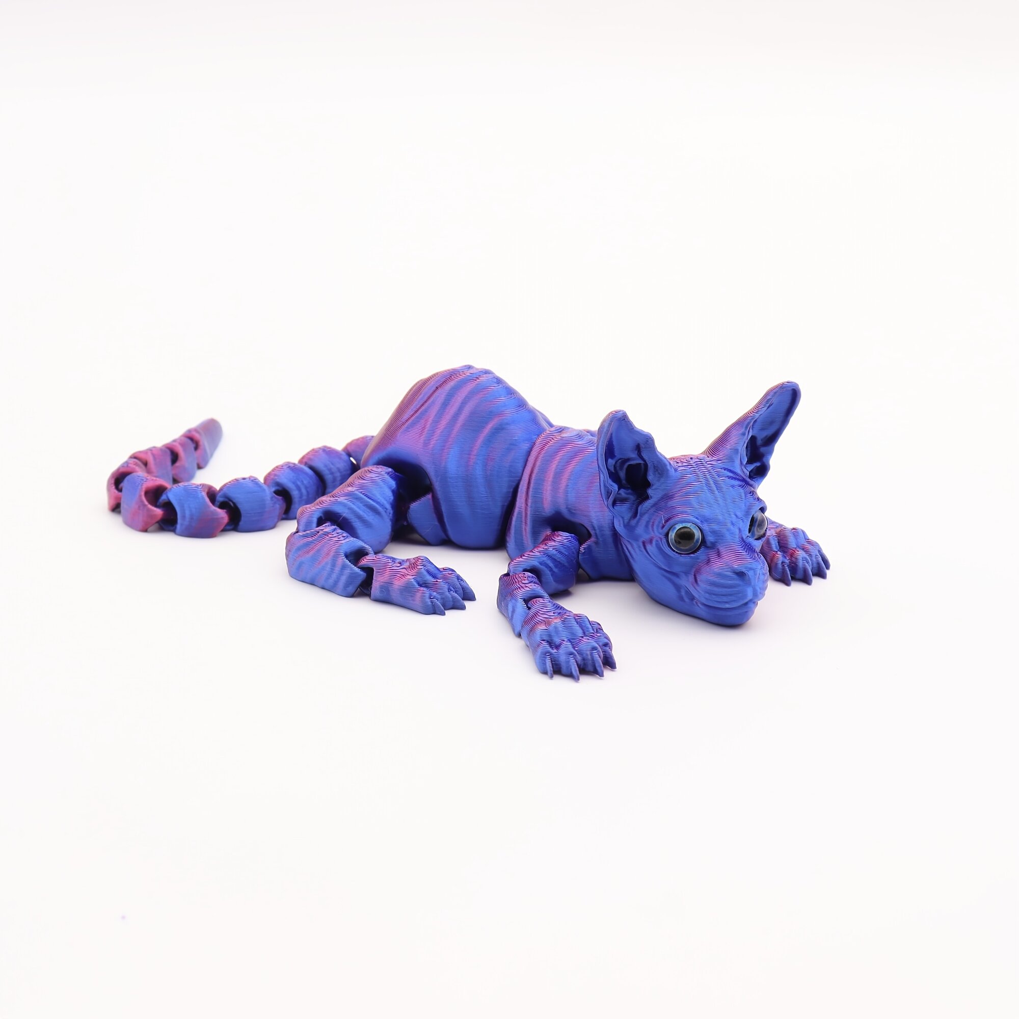 3D-печатный котенок с подвижными суставами, лазерный фиолетовый, для украшения на Хэллоуин и Рождество, настольный декор