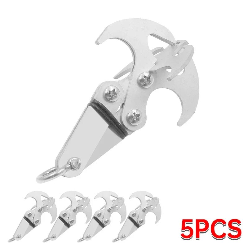 Складной гравитационный крюк для скалолазания Silvery 5PCS